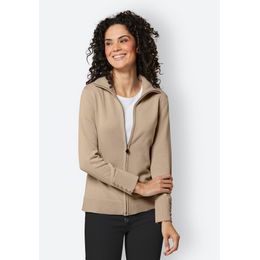 Damen Strickjacke, beige, Gr. 40, CREATION L PREMIUM, unifarben, 100% Baumwolle, Strickjacken