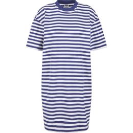 Urban Classics Damen Shirtkleid "Urban Classics Damen Ladies Oversized Striped Tee Dress", blau, Gr. XS, 100% Baumwolle, Kleider