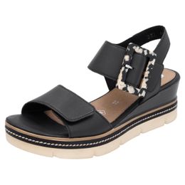 Remonte Damen Keilsandalette "Elisabeth Hurley-Collection", Gr. 40, schwarz, Leder, unifarben, Schuhe, Keilabsatz, Riemensandale, Sommerschuh,