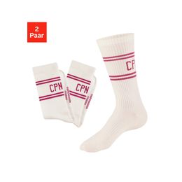 Herren Langsocken, Copenhagen Studios, Gr. 352x cream wei&szlig; mit beere, Baumwollmischung, unifarben, Socken, mit Pike&eacute;-Struktur unter der Sohle