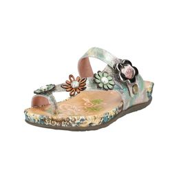 Laura Vita Damen Zehentrenner "Laura Vita Pantoletten Leder", Gr. 38beige, blau, Leder, Schuhe