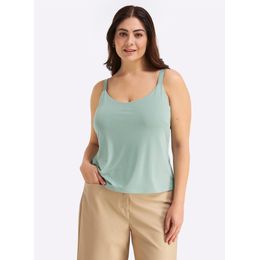 Spaghettitop sheego, Damen, Gr. 44, gr&uuml;n (kalkmint), 70% Modal, 24% Polyester, 6% Elasthan, unifarben, Rundhals, Tops