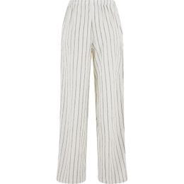 Urban Classics Damen Stoffhose "Urban Classics Ladies Structured Striped Relaxed Fit Pants", wei&szlig;, Gr. S, gestreift, 92% Polyester, 6% Viskose, 2%