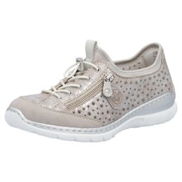 Rieker Damen Slip-On Sneaker, Gr. 39, beige, Lederimitat, Textil, metallic, Schuhe, Schlupfschuh, Freizeitschuh, Halbschuh mit Schnellverschluss