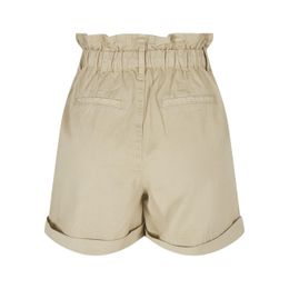 Urban Classics Damen Stoffhose "Urban Classics Damen Ladies Paperbag Shorts", beige, Gr. 27, unifarben, 100% Baumwolle, Hosen