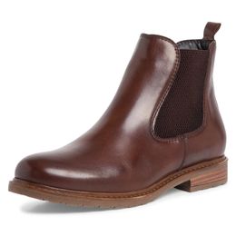 Tamaris Damen Chelseaboots, Gr. 37, braun, Glattleder, Schuhe, Blockabsatz,Businessschuh,Bequemschuh, klassischer Look, schmale Form