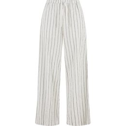 Urban Classics Damen Stoffhose "Urban Classics Ladies Structured Striped Relaxed Fit Pants", wei&szlig;, Gr. S, gestreift, 92% Polyester, 6% Viskose, 2%