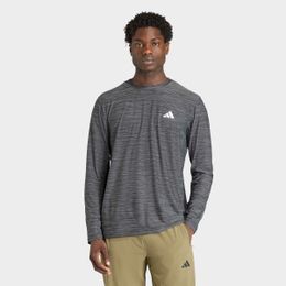 Funktionsshirt adidas Performance "WE FLEX LS T", Herren, Gr. M, grau (schwarz melange), Obermaterial: 92% Polyester, 8% Elasthan, Rundhals, Shirts Funktionsshirt