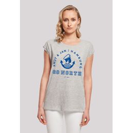 F4NT4STIC Damen T-Shirt "Go North Knut Jan Hamburg Knut Jan Hamburg", grau, Gr. XS, Obermaterial: 100% Baumwolle, Shirts, Print