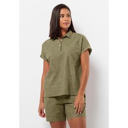 Jack Wolfskin Damen Kurzarmbluse "KARANA SHIRT W", gr&uuml;n, Gr. XL, OBERSTOFF: 55% HANF, 45% BAUMWOLLE, Blusen