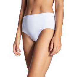 Calida Damen High-Waist-Slip "Natural Comfort", Gr. M, wei&szlig;, Single Jersey, Obermaterial: 92% Baumwolle, 8% Elasthan, unifarben, Unterhosen,