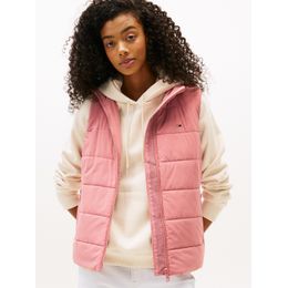 Tommy Jeans Damen Steppweste "TJW LW PADDED VEST", rosa, Gr. M, unifarben, Web, Obermaterial: 100% Polyester, Westen