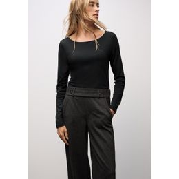 Street One Damen Langarmshirt "Style Lanea", schwarz, Gr. 38, unifarben, Jersey, Obermaterial: 50% Baumwolle, 50% Modal. Futter: 100% Baumwolle,