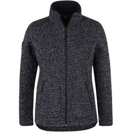 DEPROC Active Damen Strickfleecejacke "KITTOBE LAKE WOMEN", blau, Gr. 42, Fleece, 100% Polyester, Jacken, Kontrastreissverschluss