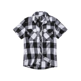 Karohemd Brandit "Brandit Herren Checkshirt Halfsleeve", Herren, Gr. 7XL, US-Gr&ouml;&szlig;en, wei&szlig;, schwarz, 100% Baumwolle, normal, Hemden Karohemd