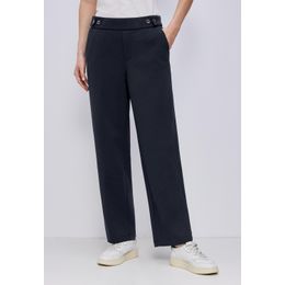 Stoffhose Street One, Damen, Gr. 42, L&auml;nge 30, shadowed navy, Stoff, 61% Polyester, 32% Baumwolle, 7% Elasthan, unifarben, straight fit lang, Hosen Stoffhose, mit Elastikbund