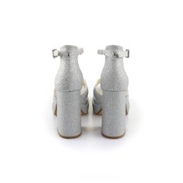 Buffalo Damen High-Heel-Pumps "Buffalo Cross -Vegan Glitter", Gr. 38, silber, Kunstfaser, unifarben, Schuhe