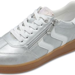 Marco Tozzi Damen Plateausneaker, Gr. 40, bunt, Lederimitat, metallic, unifarben mit Farbeinsatz, Schuhe, Freizeitschuh, Halbschuh, Schn&uuml;rschuh mit