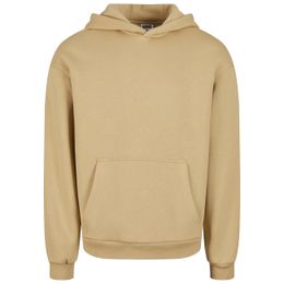 Kapuzenpullover Urban Classics "Urban Classics Fluffy Hoody", Herren, Gr. M, unionbeige, 70% Baumwolle, 30% Polyester, unifarben, normal, ohne Ausschnitt, Pullover Kapuzenpullover