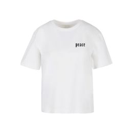 T-Shirt MISS TEE "Miss Tee Damen Girls Peace Hand Tee", Damen, Gr. L, wei&szlig;, 100% Baumwolle, bedruckt, oversize, Rundhals, Shirts T-Shirt
