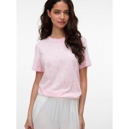V&eacute;ro Moda VERO MODA Damen Kurzarmshirt "VMPAULINA AOP SS T-SHIRT GA JRS NOOS", rosa, Gr. XS, bedruckt, Jersey, Obermaterial: 100% Baumwolle, Shirts, Baumwolle,