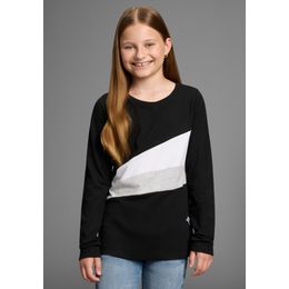 Kangaroos M&auml;dchen Langarmshirt "mit coolem Colourblocking", bunt, Gr. 176, kontrastfarbene Details, Jersey, Obermaterial: 60% Baumwolle, 40%