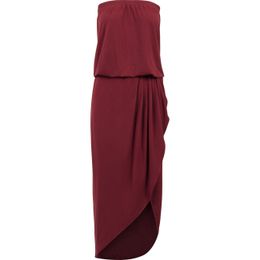 Urban Classics Damen Shirtkleid "Urban Classics Damen Ladies Viscose Bandeau Dress"burgundy, Gr. 4XL, unifarben, 95% Viskose, 5% Elasthan, Kleider