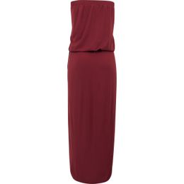 Urban Classics Damen Shirtkleid "Urban Classics Damen Ladies Viscose Bandeau Dress"burgundy, Gr. S, unifarben, 95% Viskose, 5% Elasthan, Kleider
