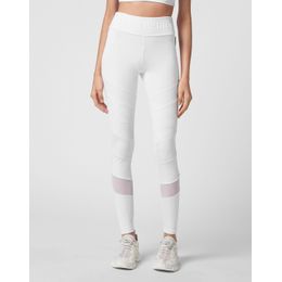 Plein Sport Damen Leggings "Sportleggings", wei&szlig;, Gr. XS, Obermaterial: 90% Polyester, 10% Elasthan, Hosen