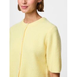 Pieces Damen Strickjacke "PCSILLY SS O-NECK KNIT CARDIGAN NOOS BC", gelb, Gr. M, meliert, Strick, Obermaterial: 90% Polyester, 5% Wolle, 5% Elasthan,