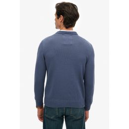 Superdry Herren Strickpullover "PREPPY COTTON JUMPER", blau, Gr. XXL, unifarben, Strick, Obermaterial: 100% Baumwolle, Pullover, Baumwolle, regular