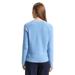 Tom Tailor Damen Strickpulloverlight fjord blau, Gr. XXL, unifarben, Strick, Obermaterial: 100% Baumwolle, Pullover, mit Rippb&uuml;ndchen