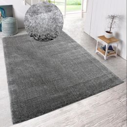 Hochflor-Teppich my home, B:200cm H:43mm L:200cm, grau, Kunstfaser, Teppiche, "Malin", Shaggy in Uni-Farben, einfarbig, leicht gl&auml;nzend, besonders
