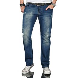 Herren Regular-fit-Jeans "ASJulio", blau, Gr. 30, Alessandro Salvarini, Destroyed-Effekte, leichte Abriebeffekte, Denim/Jeans, Obermaterial: 100%