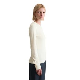 Marc O'Polo Damen Langarmshirt "aus softem Bio-Baumwolle-Modal-Stretch-Jersey"silky wei&szlig;, Basic, Gr. XXL, MARC O'POLO DENIM, unifarben, Obermaterial: 50%