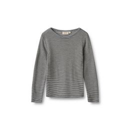 Wheat M&auml;dchen Longsleeve "Wheat Wool T-Shirt L/S Alfie"navy stripes, Gr. 116, unifarben, 100% Merino, Shirts