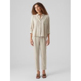 V&eacute;ro Moda VERO MODA Damen Schlupfhose "VMJESMILO MW ANKLE PANTS WVN NOOS", beige, Gr. XL, unifarben, Web, Obermaterial: 55% Viskose, 45% Leinen, Hosen, mit