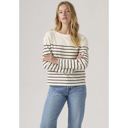 Levi's Langarmshirt LEVI'S "MARIN STRIPE TOP", Damen, Gr. M (38), magnolia stripe egre, Sweatware, Obermaterial: 100% Baumwolle, gestreift, normal h&uuml;ftbedeckend, Rundhals, Shirts Langarmshirt, Saum mit kurzen Seitenschlitzen