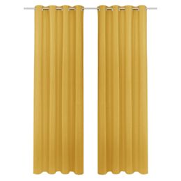 Vorhang OTTO HOME, B:130cm H:225cm, gold, Polyester, Polyester, Wohnzimmer, Gardinen, "SOLA", blickdicht, &Ouml;sen-Aufh&auml;ngung, w&auml;rmeabweisend,, 1er oder