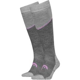 Head Damen Socken, Gr. 39, grau, Materialmix, unifarben mit Farbeinsatz, Socken, mit ergonomischer Passform