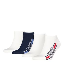 Tommy Hilfiger Herren Sneakersocken "TH MEN SNEAKER 4P LOGO STRIPE ECOM", Gr. 39wei&szlig;, navy, Obermaterial: 74% Baumwolle, 25% Polyamid, 1% Elasthan,