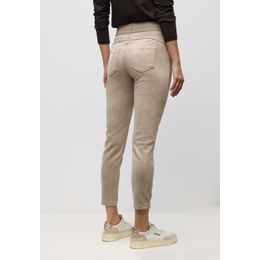 Street One Damen Stoffhose, beige, Gr. 44, unifarben, Stoff, 90% Polyester, 10% Elasthan, Hosen, aus Velour