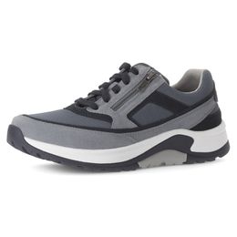 Herren Keilsneaker, Gabor Rollingsoft, Gr. 10, blau, Mesh, Veloursleder, Schuhe, Schn&uuml;rschuh, Halbschuh, Freizeitschuh, Au&szlig;enrei&szlig;verschluss, G-Weite