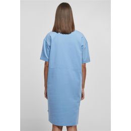 Urban Classics Damen A-Linien-Kleid "Urban Classics Damen Ladies Organic Oversized Slit Tee Dress", blau, Gr. M, unifarben, 100% Baumwolle, Kleider