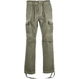 2Y STUDIOS Herren Cargohose "2Y Studios Lunas 2-Pocket Cargo Pants"washed oil khaki, Gr. 31, unifarben, 100% Baumwolle, Hosen
