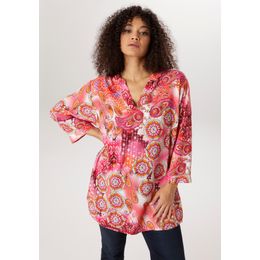 ANISTON PLUS Damen Schlupfbluse, bunt, Gr. 46, bedruckt, gemustert, Web, Obermaterial: 100% Viskose, Blusen, mit extravaganten farbenfrohes