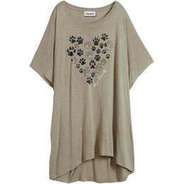 bonprix Damen T-Shirt, gr&uuml;n, Gr. 48, Obermaterial: 100% Viskose, Shirts, Oversize-Passform, Kurzarm, mit dekorativem Druck, aus Viskose