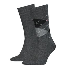 Tommy Hilfiger Damen Socken "TH MEN SOCK CHECK 2P", Gr. 39anthrazit, Baumwollmischung, Socken, mit klassischem Argyle-Design