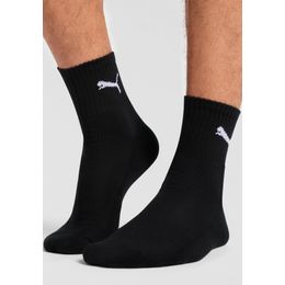 Puma Damen Sportsocken "short crew", Gr. 39, schwarz, Baumwollmischung, Elasthan, Polyamid, Polyester, unifarben mit Farbeinsatz, Socken, gepolsterte