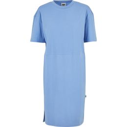 Urban Classics Damen A-Linien-Kleid "Urban Classics Damen Ladies Organic Oversized Slit Tee Dress", blau, Gr. S, unifarben, 100% Baumwolle, Kleider